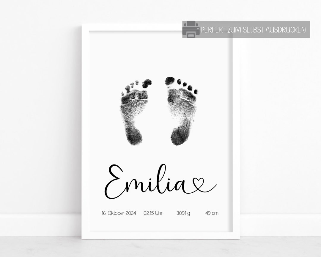 Personalized Birth Poster, Name Poster With Footprints or Handprints ...