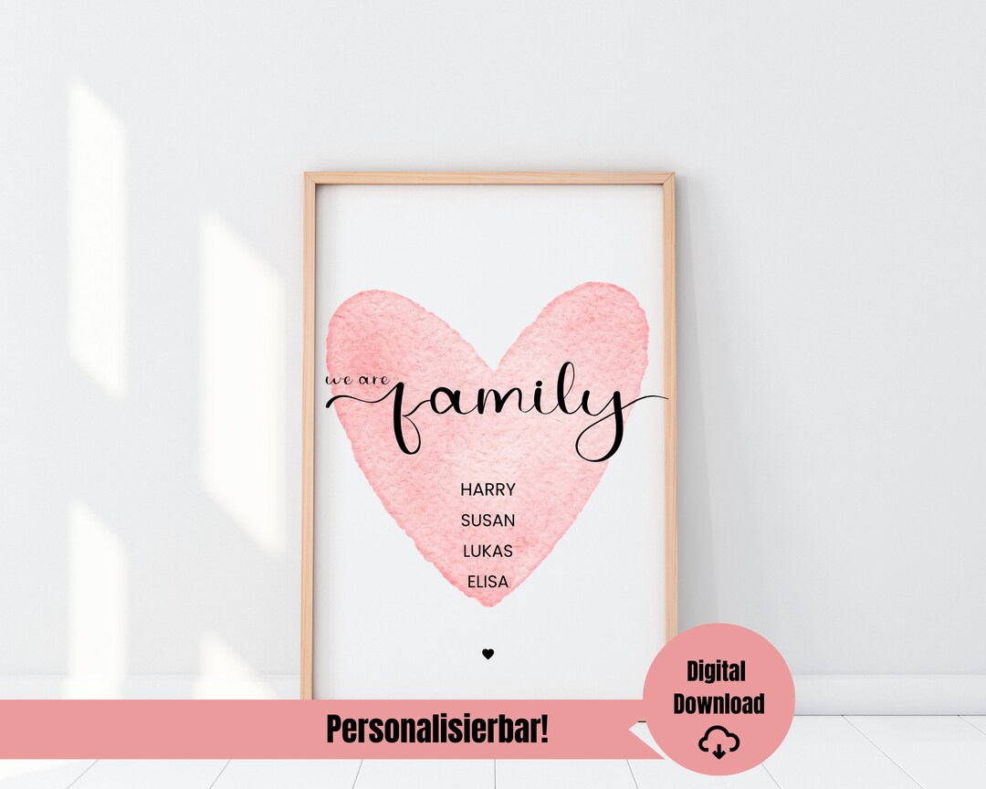 Personalized Family Poster, Family Poster, Heart Poster, Names of ...