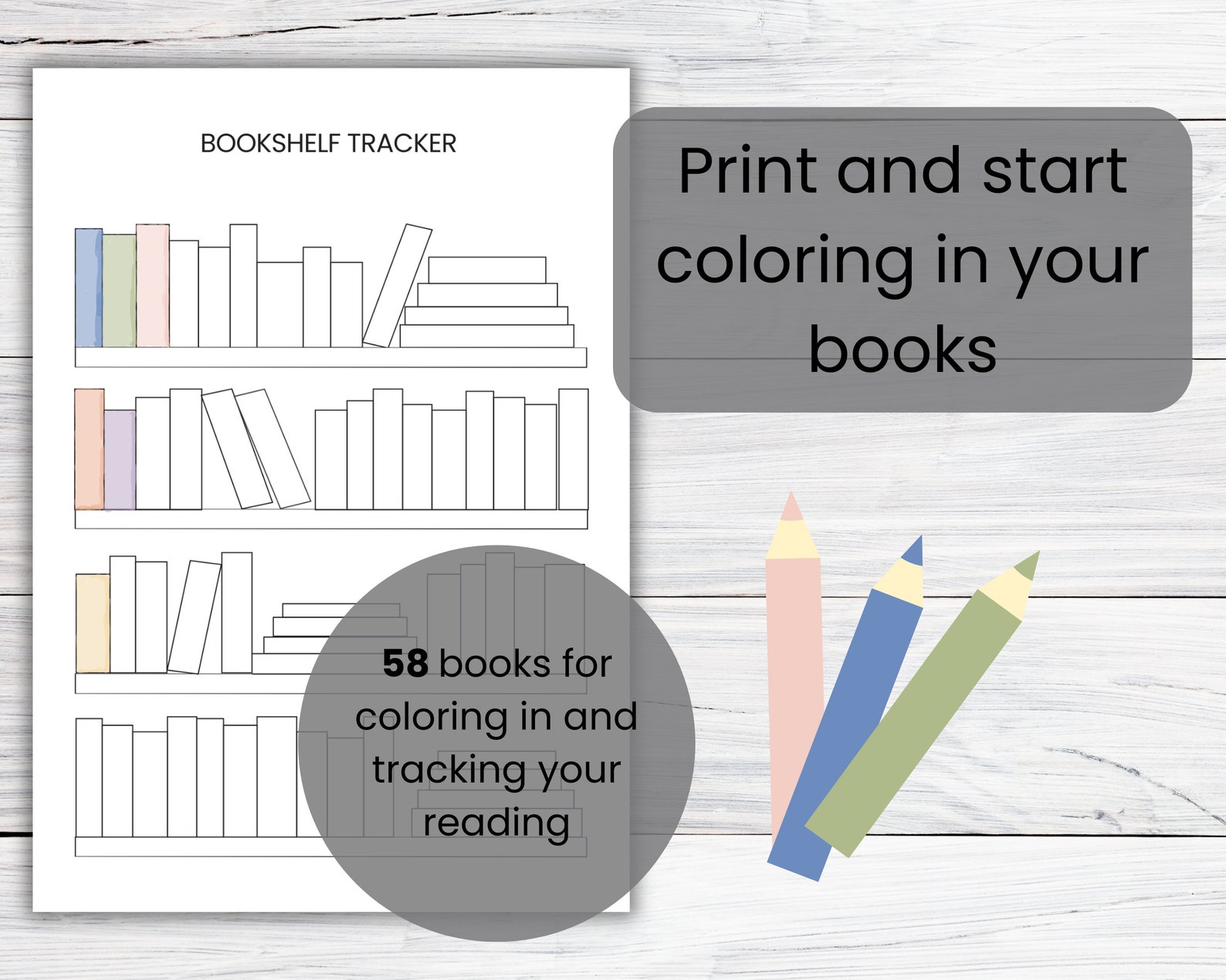 Printable Bookshelf Tracker, Reading Tracker, Book Tracker, Books to ...