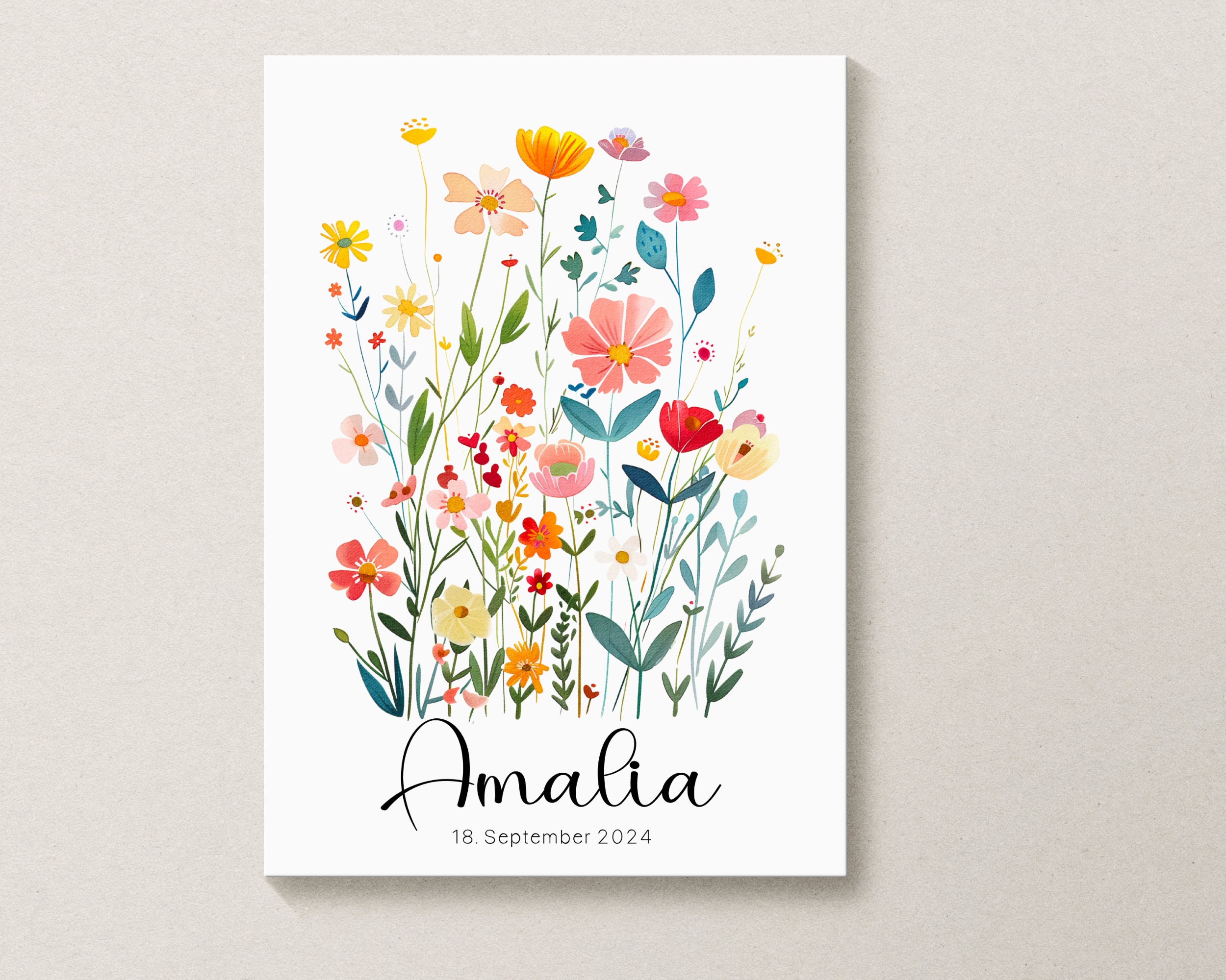 Wildflowers Name Poster, Poster Name, Flowers and Date of Birth, Birth ...