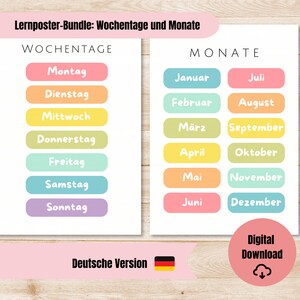 Learning Poster Months and Days of the Week, Poster Set, Bundle ...