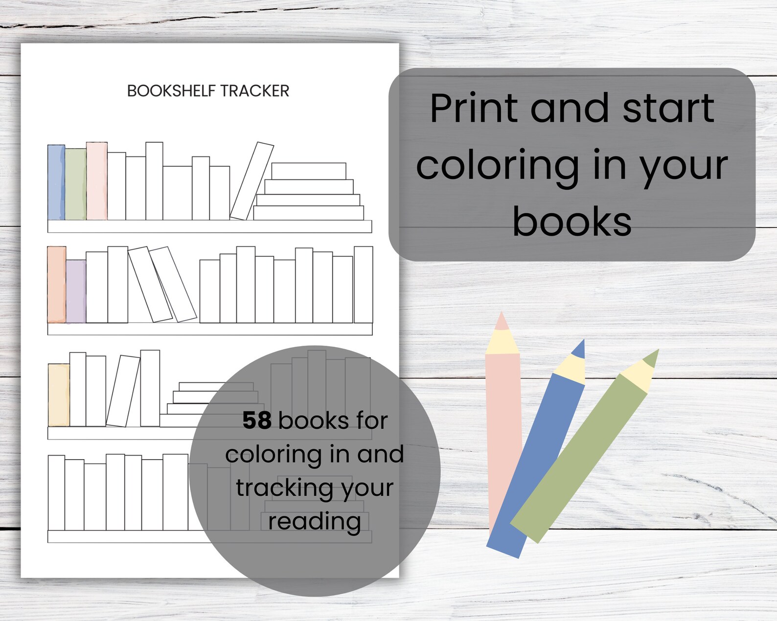 Printable Bookshelf Tracker, Reading Tracker, Book Tracker, Books to ...