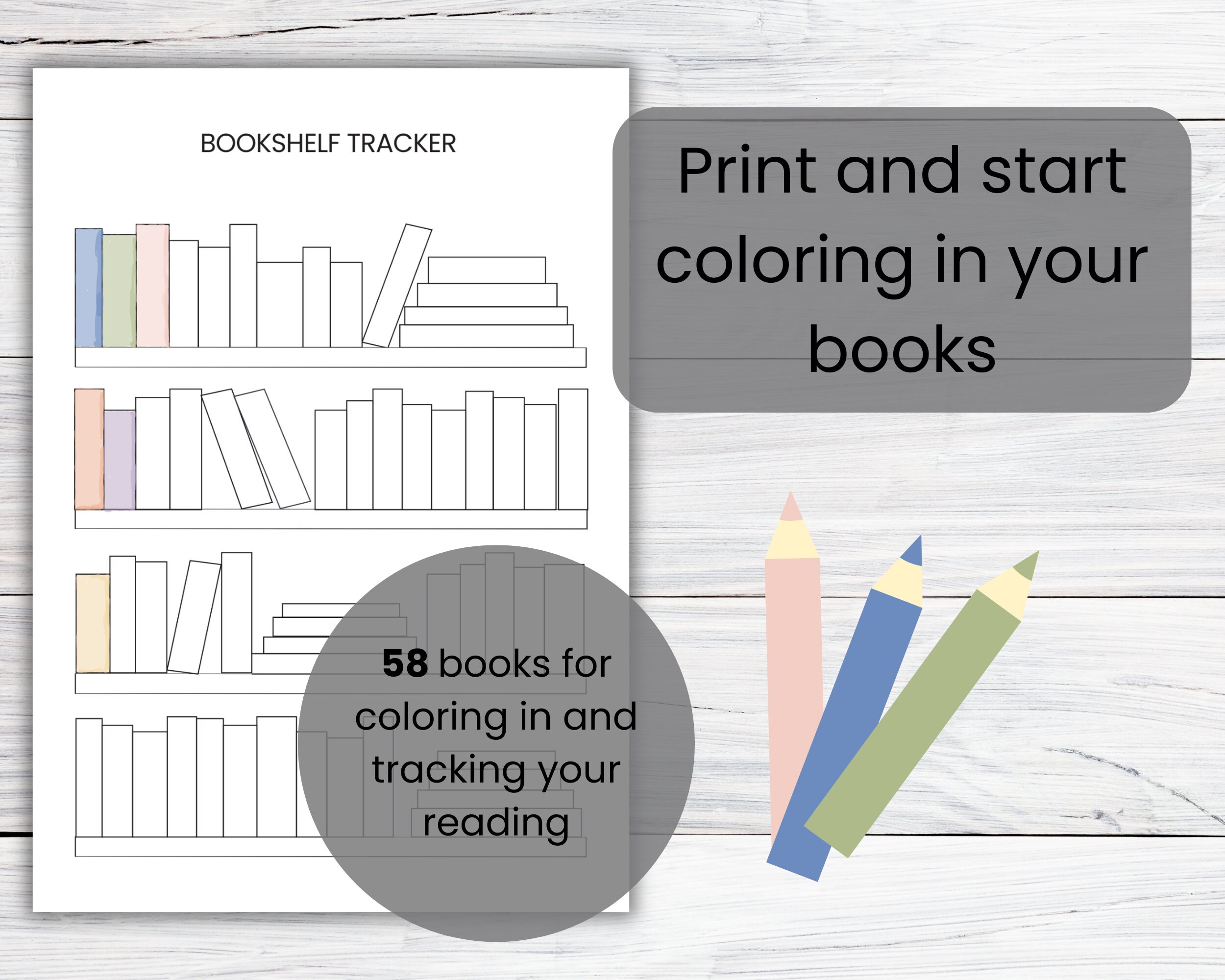 Printable Bookshelf Tracker, Reading Tracker, Book Tracker, Books to ...