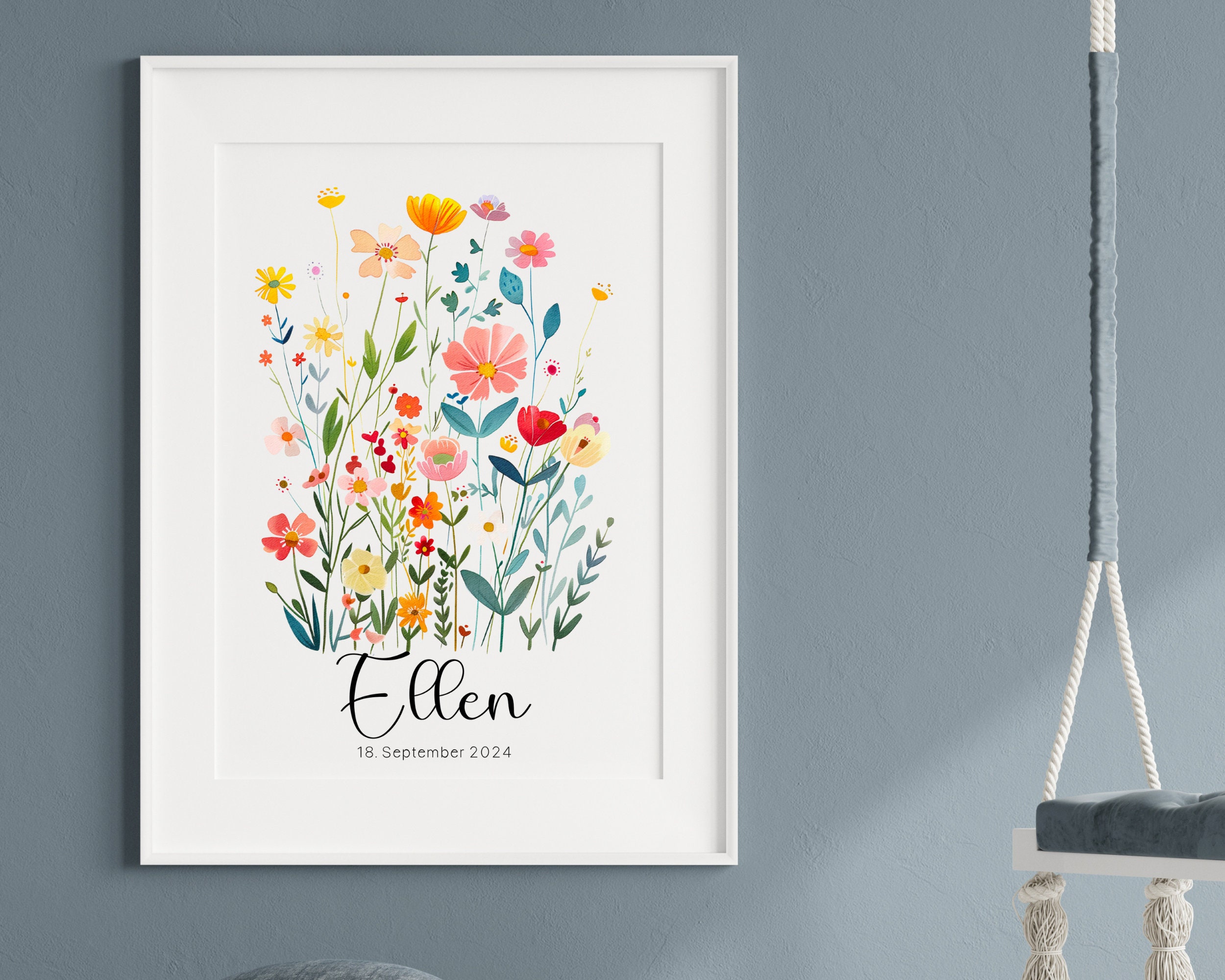 Wildflowers Name Poster, Poster Name, Flowers and Date of Birth, Birth ...