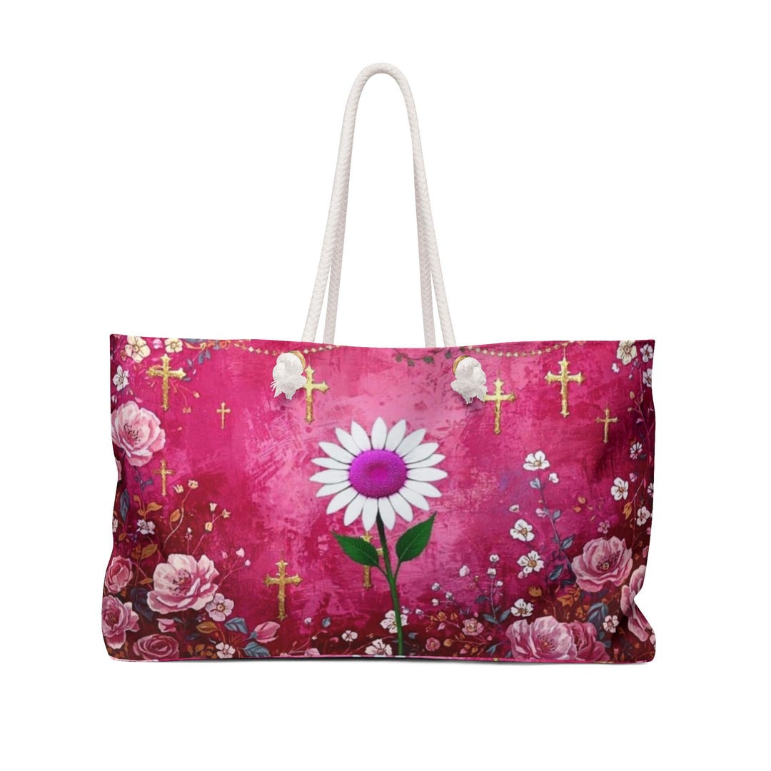 Daisy and Rose Crosses Weekender Bag | Floral Religious Tote - Etsy