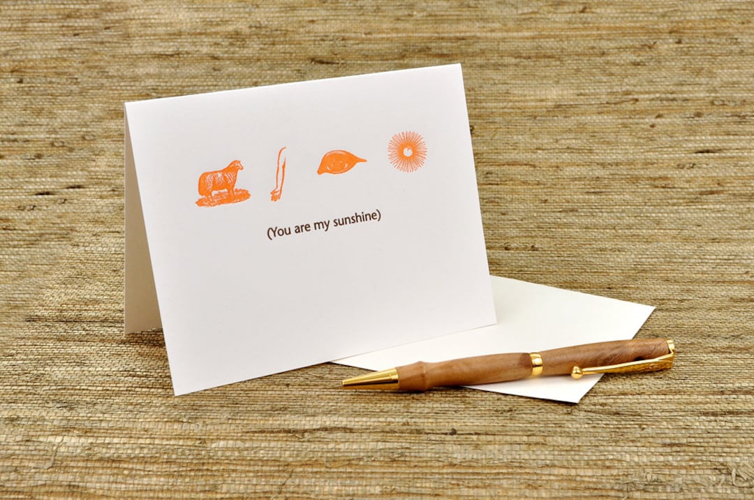 You Are My Sunshine - Rebus Puzzle - Letterpress Card - Etsy