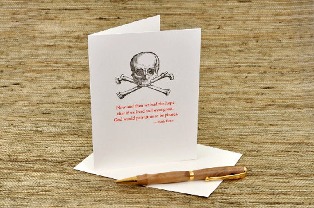 Pirate Card Mark Twain Quote Letterpress - Etsy