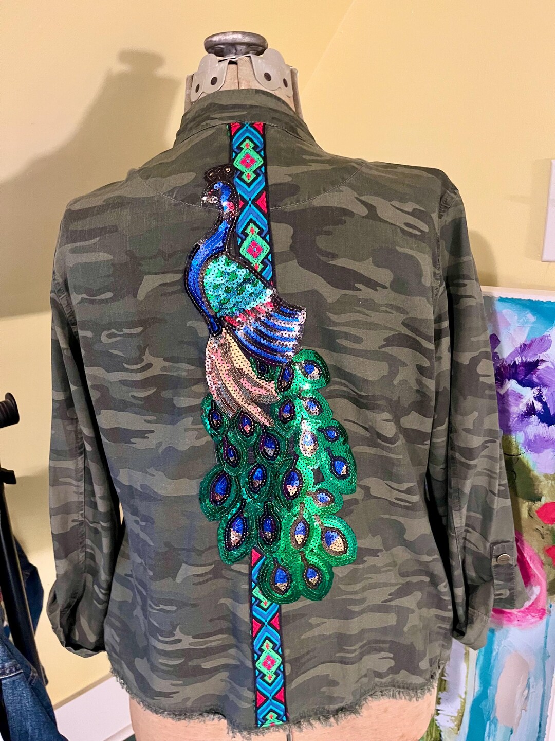 Embellished Camouflage Peacock Sequin Jacket - Etsy