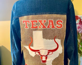 Texas Embellished Denim Jean Jacket- the Julie - Etsy
