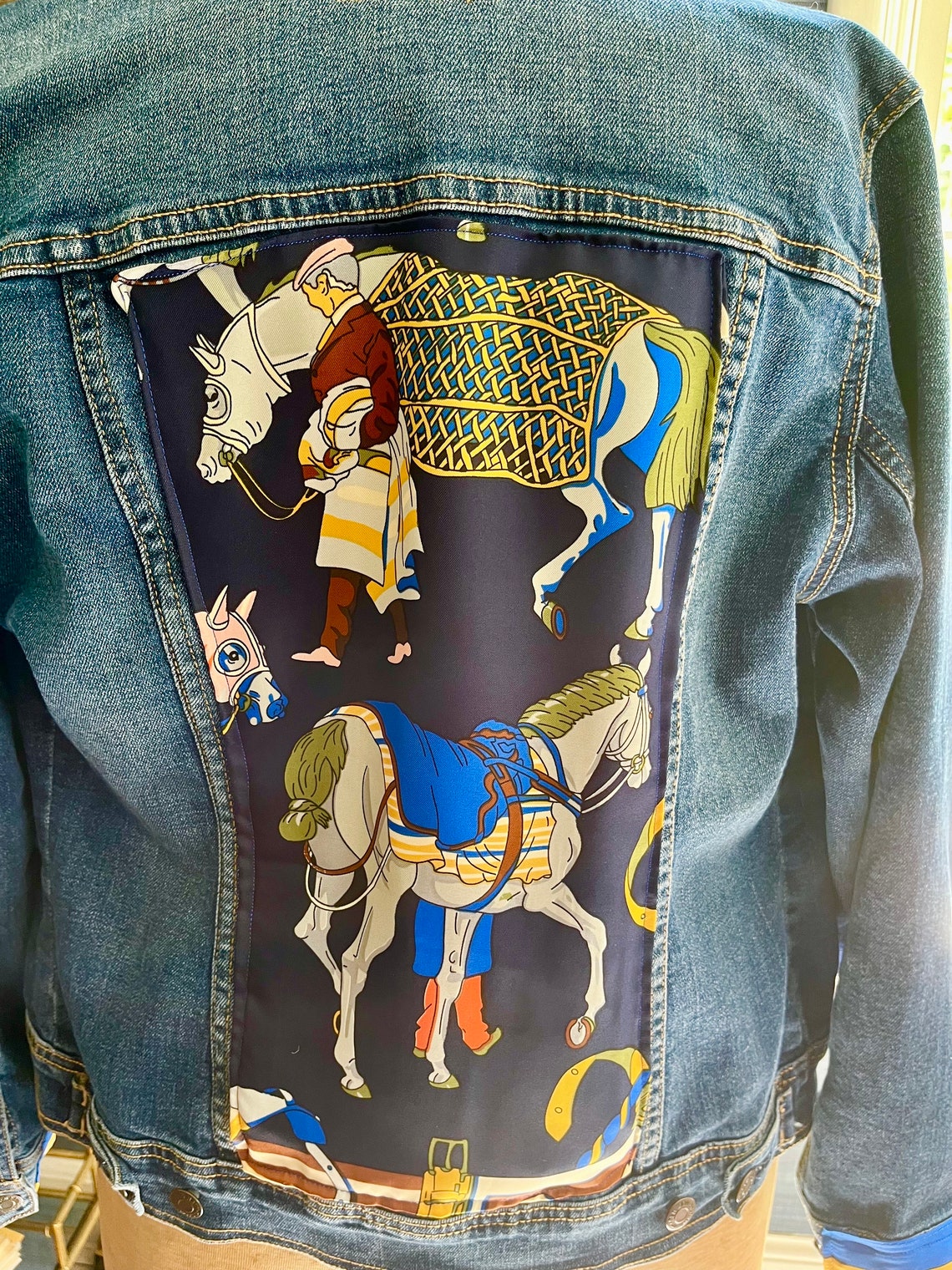 Pony Line up Navy Scarf Denim Jean Jacket - Etsy
