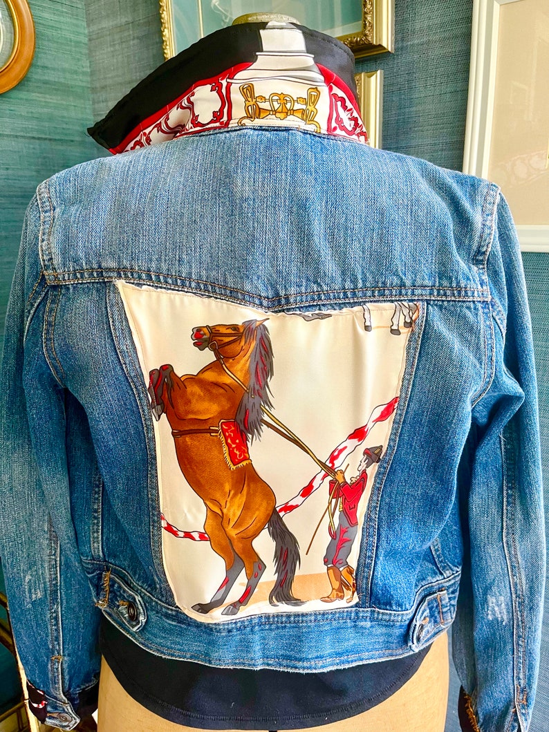 Leader of the Horse Brigade Scarf Jean Jacket - Etsy