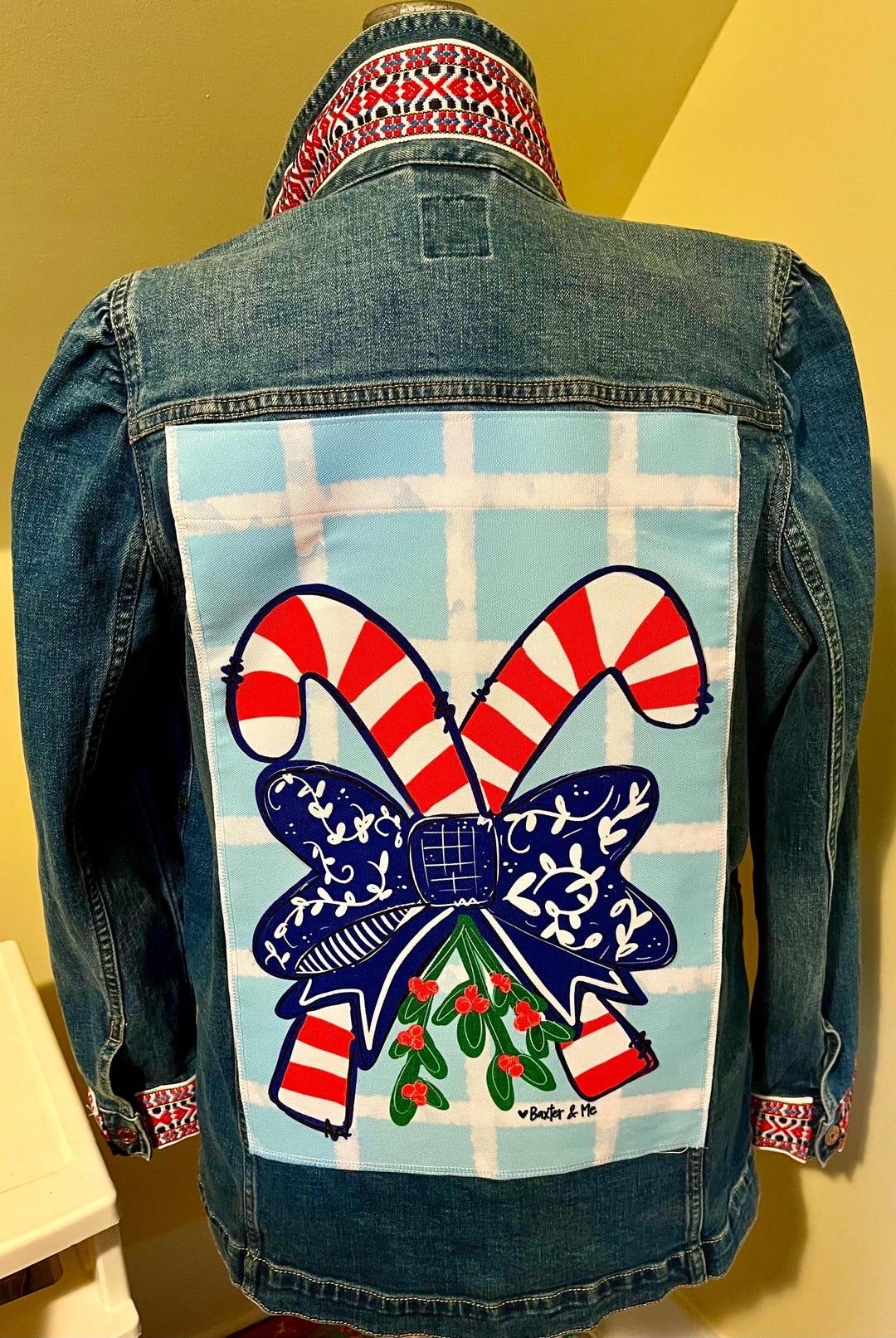 Embellished Christmas Denim Jacket - Joy - Etsy