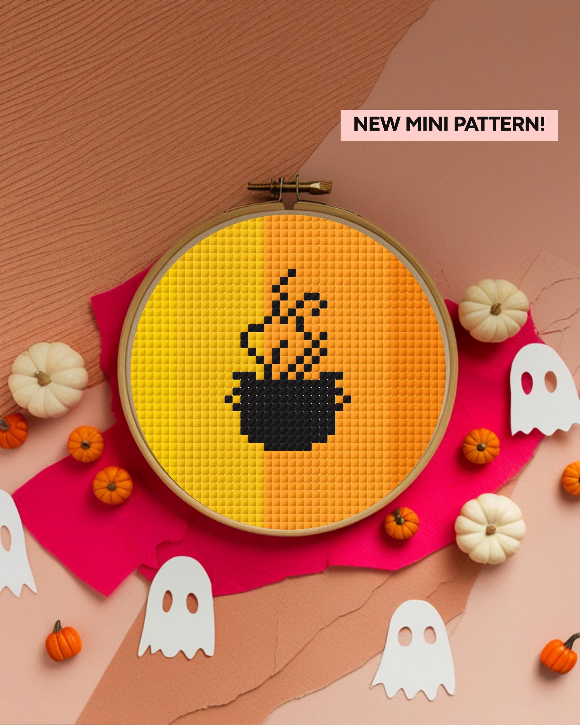 Mini Halloween Cauldron Cross Stitch Pattern: Beginner Friendly (PDF ...