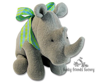 Rhino Stuffed Animal Toy Sewing Pattern Tutorial Rhinoceros PDF Instant ...