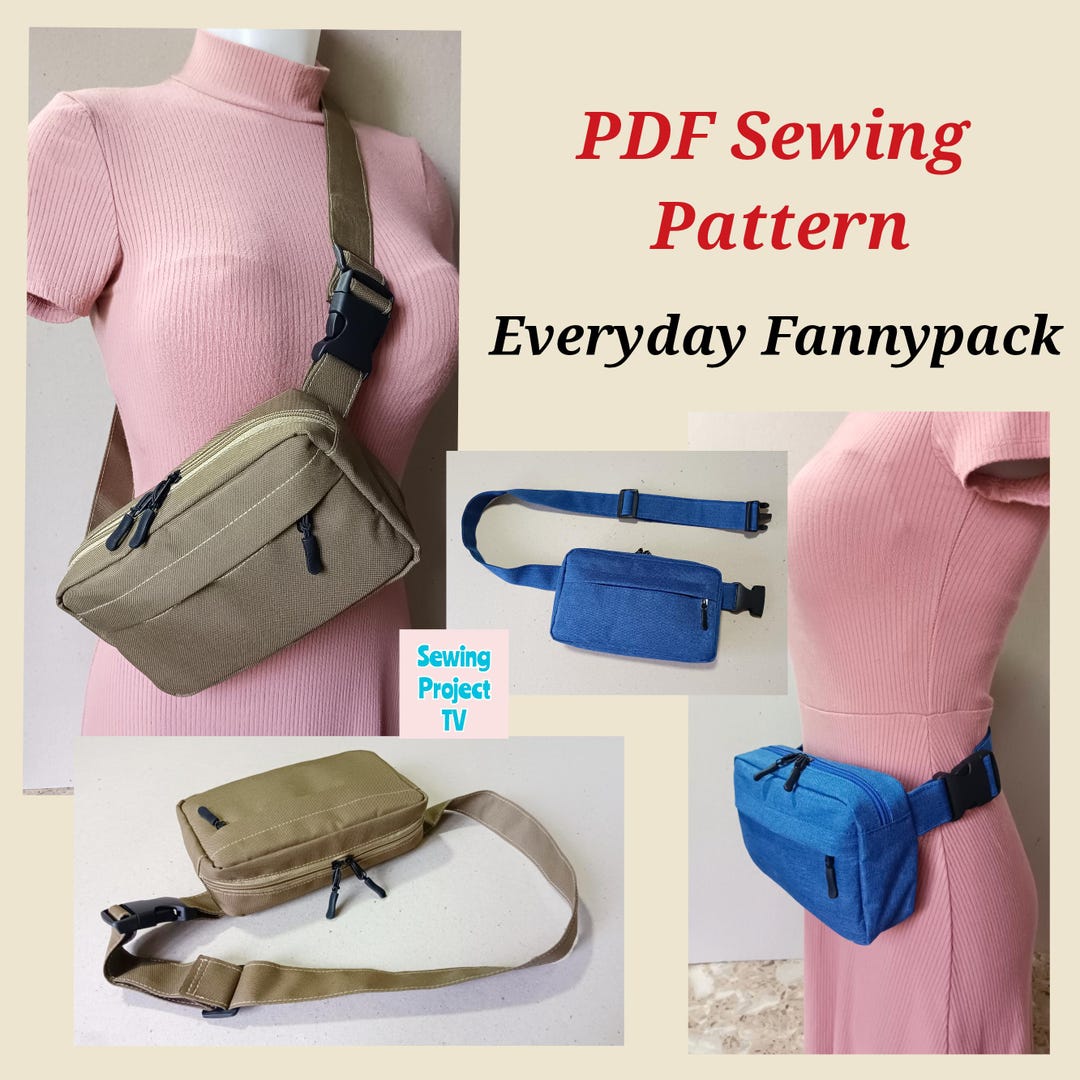 Everyday Fannypack Belt Bag PDF Sewing Pattern: Adjustable Waistpack ...