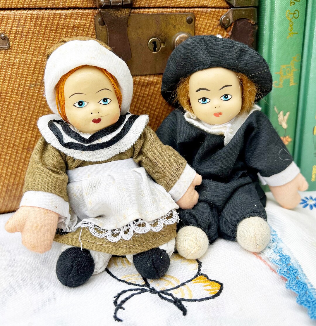 Vintage Bisque Porcelain Hand Painted Dolls Thanksgiving Pilgrims - Etsy