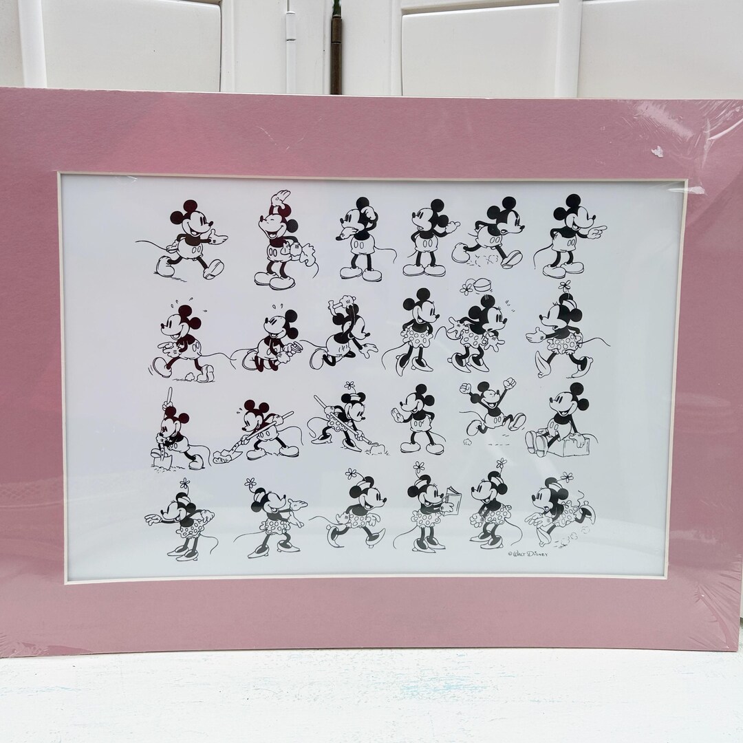 Disney Mickey Minnie Mouse Character Art Print Framed 19 X 14 - Etsy