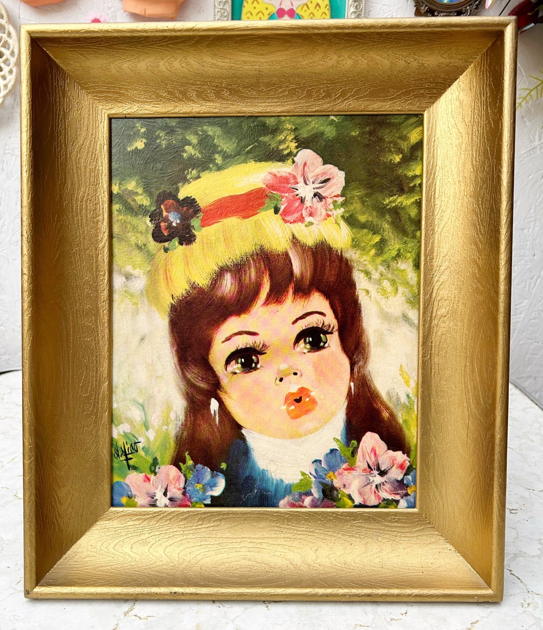 Vintage Slama Nico French Girl Art Print Lithograph Gold Framed - Etsy