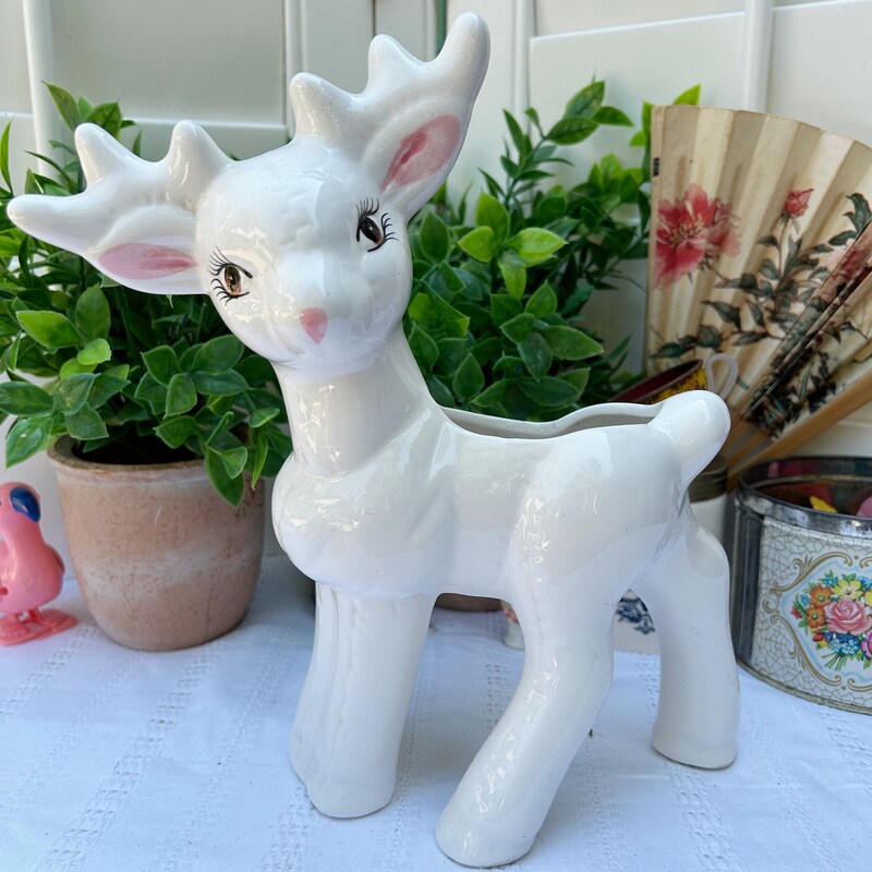 White Ceramic Deer - Etsy