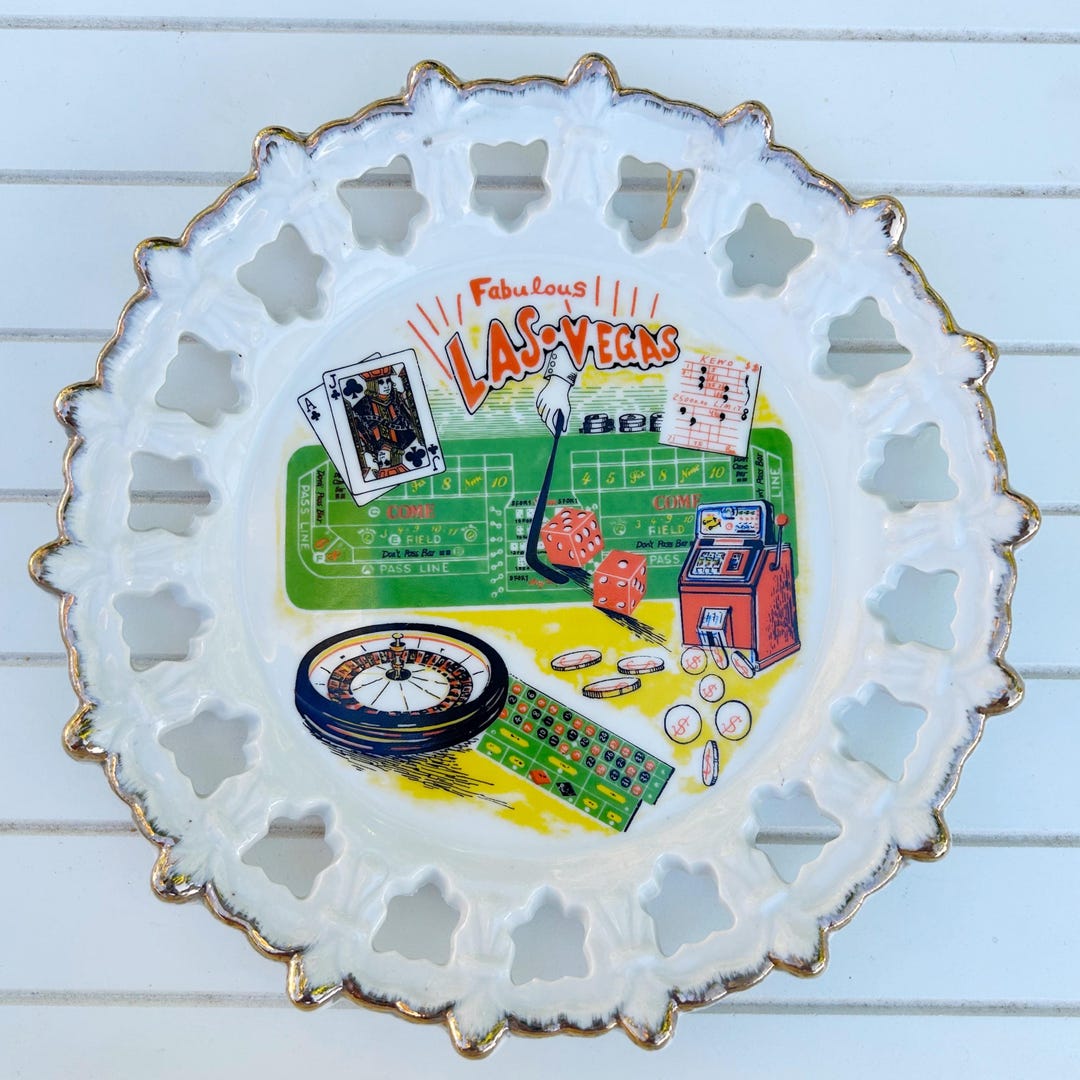 Vintage Las Vegas Souvenir Wall 6” Ceramic Craps Slots Travel - Etsy