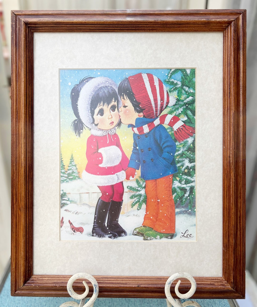 Vintage Big Eyed Lee Print Children Boy and Girl 11x14" Framed Artwork ...