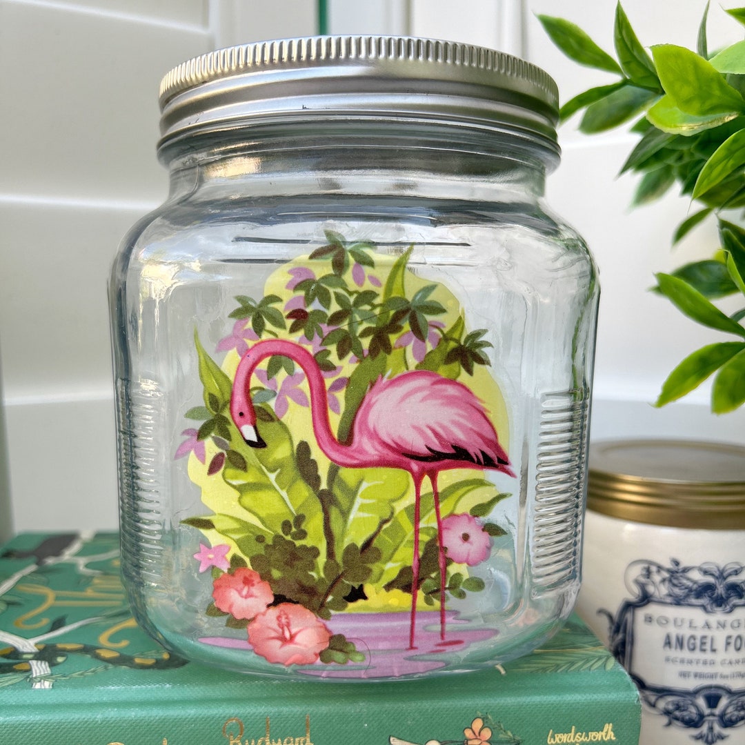 Vintage Kitchen Hoosier Ribbed Glass Canister Container Jar Flamingo - Etsy