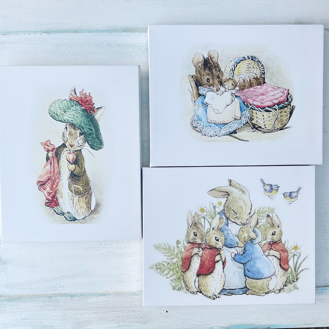 Tale of Peter Rabbit Beatrix Potter Canvas Wall Art Print Set of 3 - Etsy