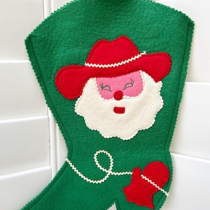 Vintage Santa Cowboy Boot Felt Christmas Stockings Midcentury Handmade ...