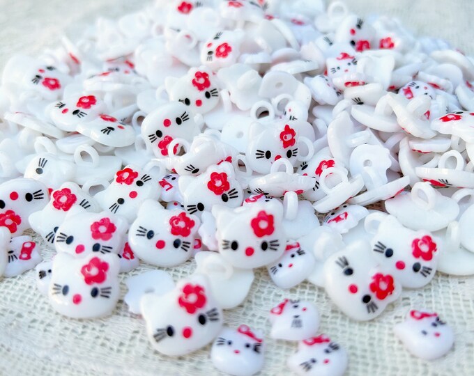 White Hello Kitty Shank Buttons 14mm Cat Plastic Cabochon - Etsy