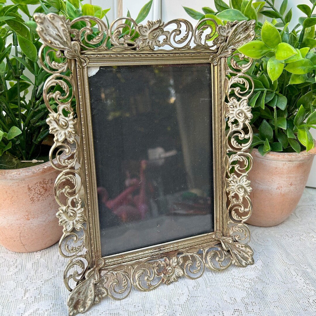 Vintage Gold Filigree Photo Picture Frame Ornate Brass Metal 5 - Etsy