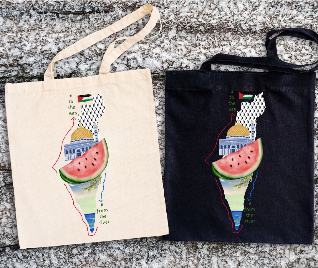 Palestine Map Tote Bag, Free Palestine , Quds, Traditional Palestine ...