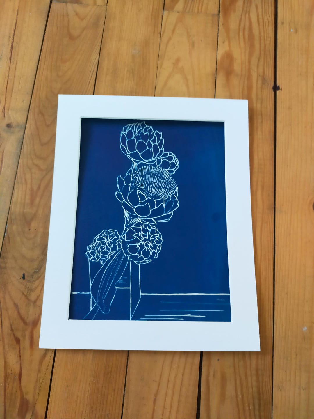 Artichokes (24x30 Cm) - UNIQUE Cyanotype From an Original Drawing With ...