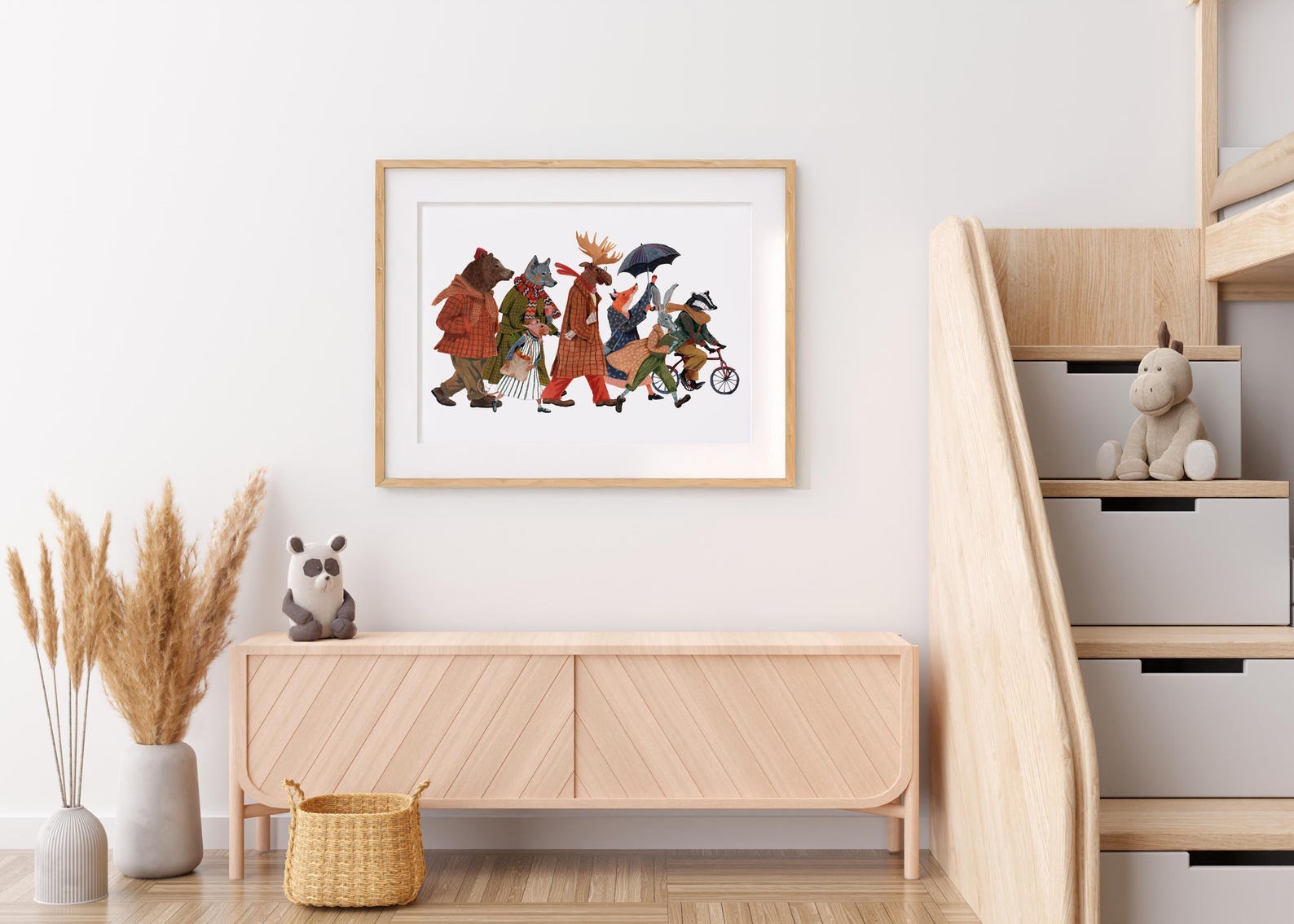 Animal Parade Art Print - Kids Wall Art - Gift for Children - Hand ...