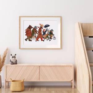 Animal Parade Art Print - Kids Wall Art - Gift for Children - Hand ...