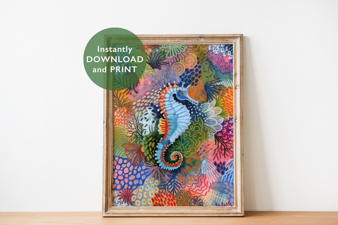Seahorse Poster Download | Sea Life Print | Vibrant Marine Life Poster ...