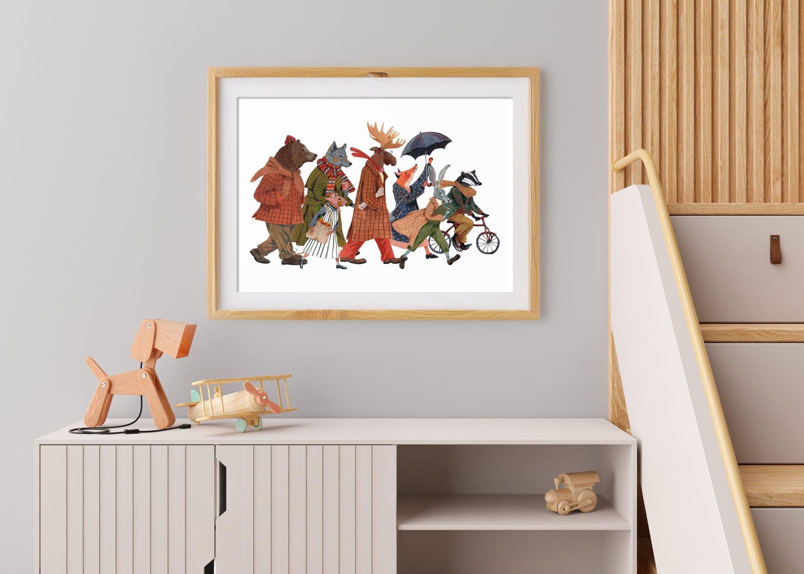 Animal Parade Art Print - Kids Wall Art - Gift for Children - Hand ...
