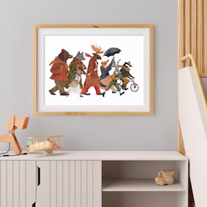 Animal Parade Art Print - Kids Wall Art - Gift for Children - Hand ...