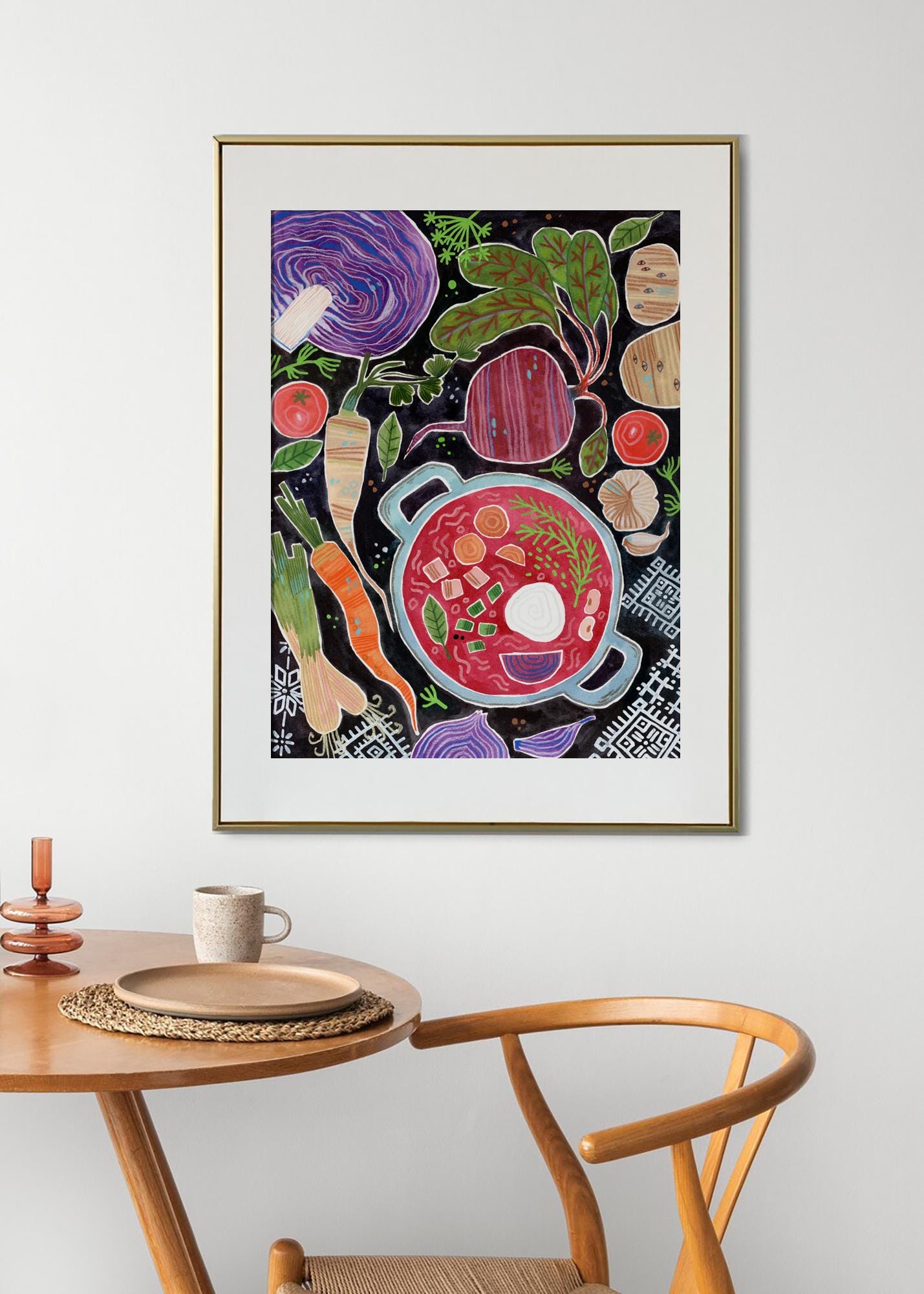 Ukrainian Borscht Art Print – Folk Food Illustration, Kitchen Decor - Etsy