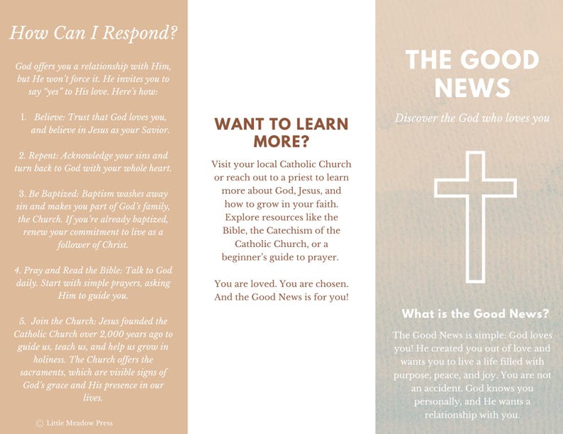 Catholic Good News Pamphlet | Printable | Evangelization | Christian ...
