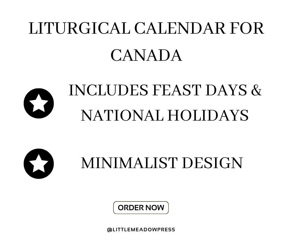 2025 Liturgical Calendar With Feast Days for Canada Printable Catholic ...