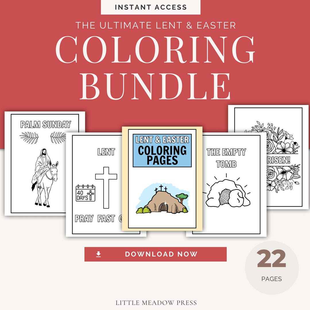 Lent & Easter Coloring Pages | 22 Lent Christian Coloring Bundle | Lent ...