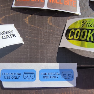 Prank Stickers Pack. for Rectal Use Only, Will Bite, Spicy, Thick ...
