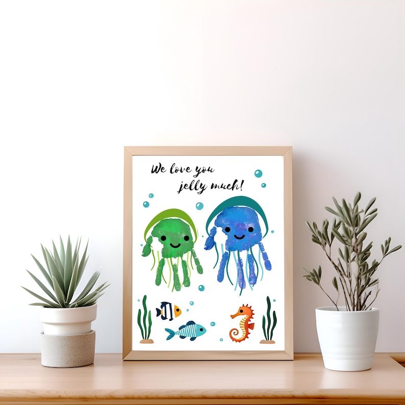 Father's Day Printable Handprint Art, DIY Kids Handprint Jellyfish for ...
