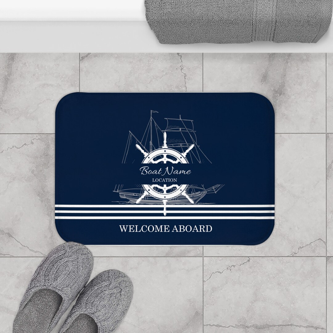 Nautical Custom Boat Name Mat, Personalized Gift for Boat Owner, Indoor ...