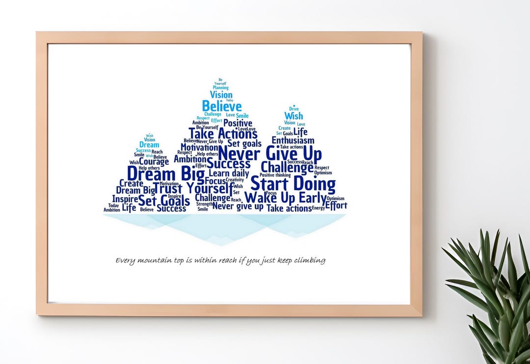 Mountain Word Art Printable Motivational Positive Quote Wall Art ...