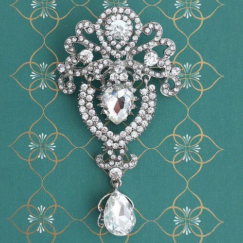 Large Rhinestone Brooch / Bridal Brooch / Crystal Brooch | Etsy