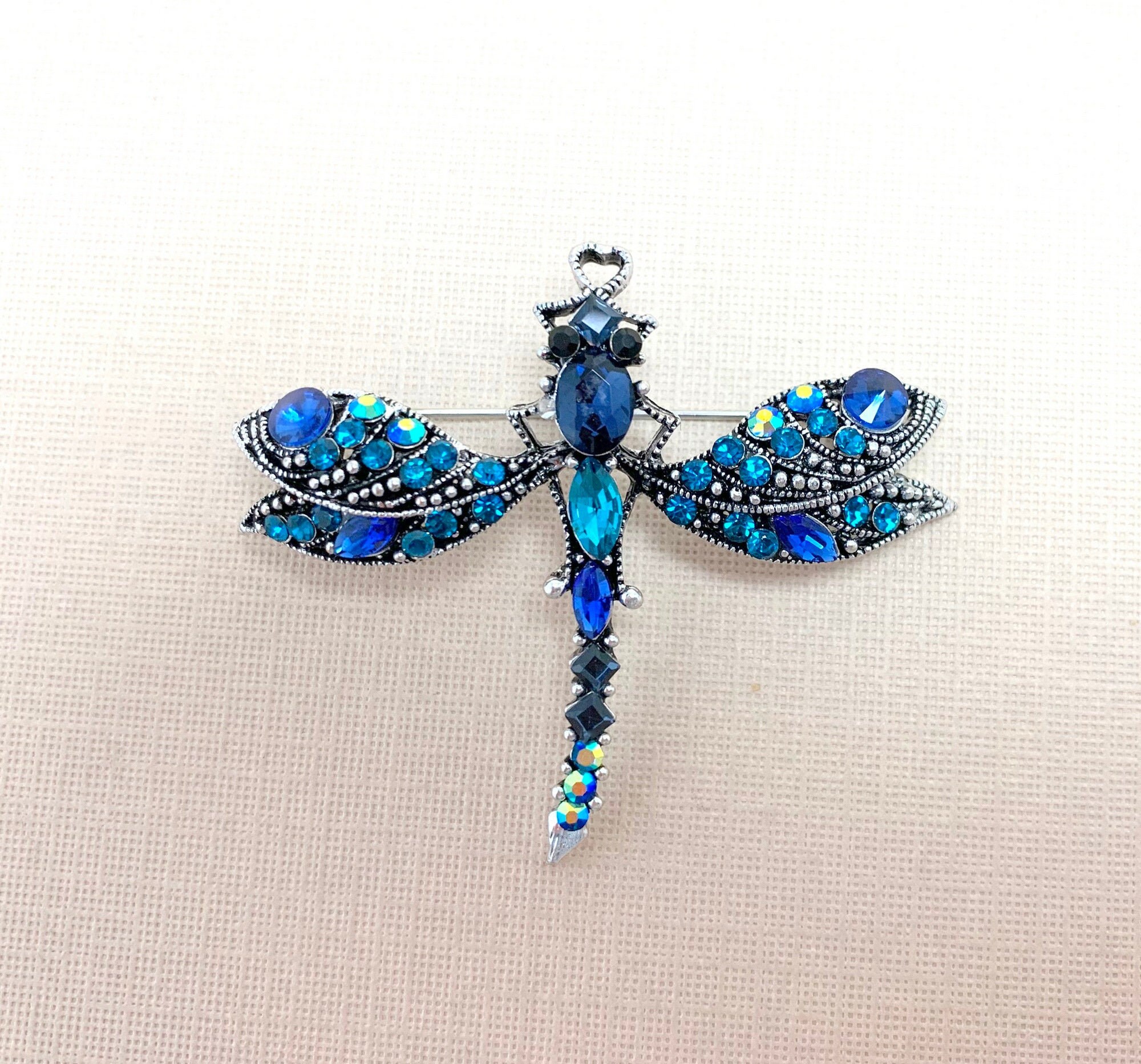 Navy Blue Dragonfly Brooch Pin