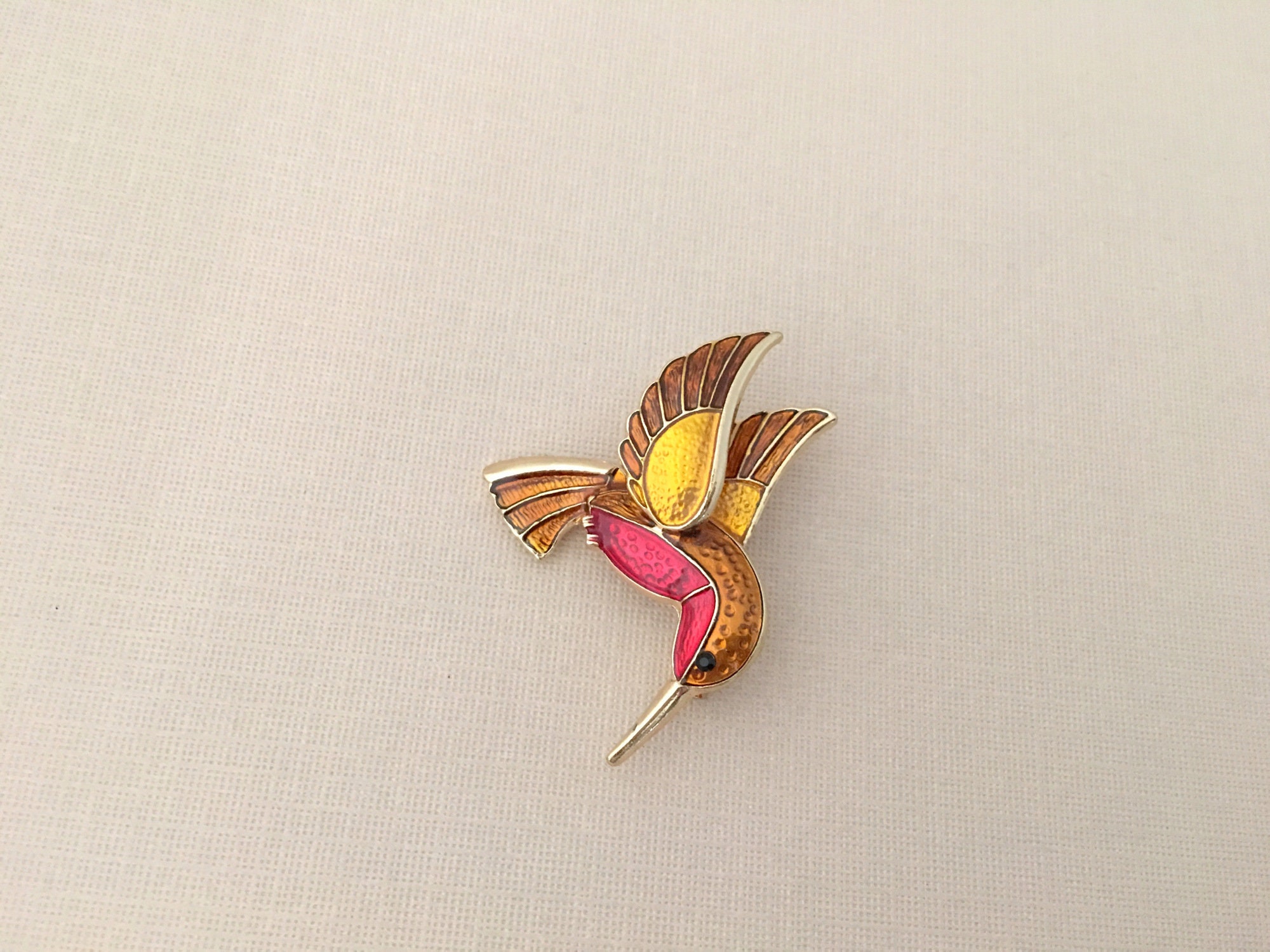 Enamel Hummingbird Brooch Pin