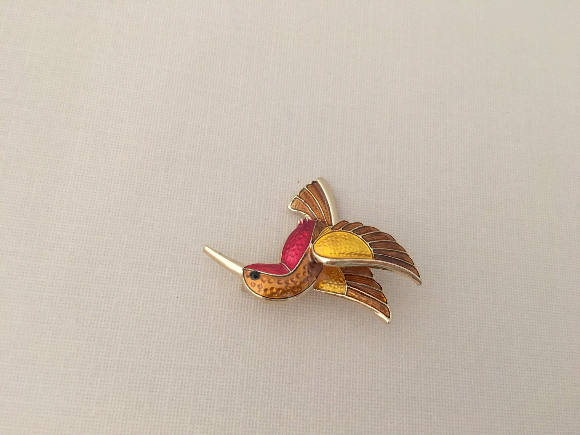 Enamel Hummingbird Brooch Pin