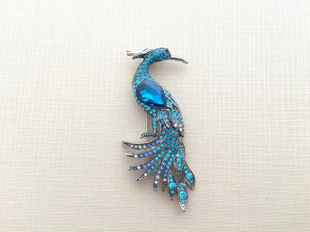 Teal Phoenix Brooch Pin